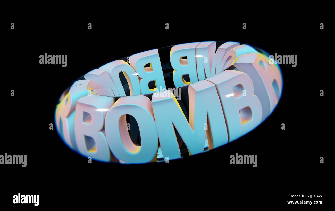 Beautiful Abstract colourful background words BOMB in a glass on a ...