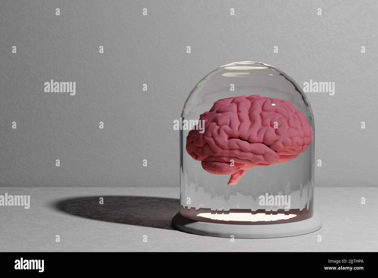 Brain inside the prison glass jar with cup concept. 3d rendering ...