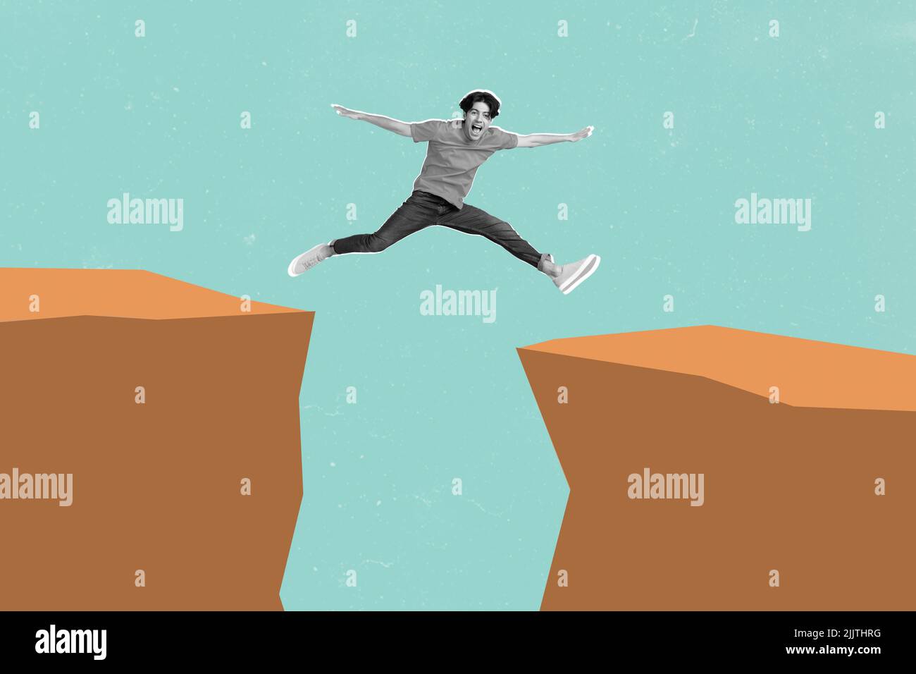 Creative composite collage illustration of excited sporty guy black ...