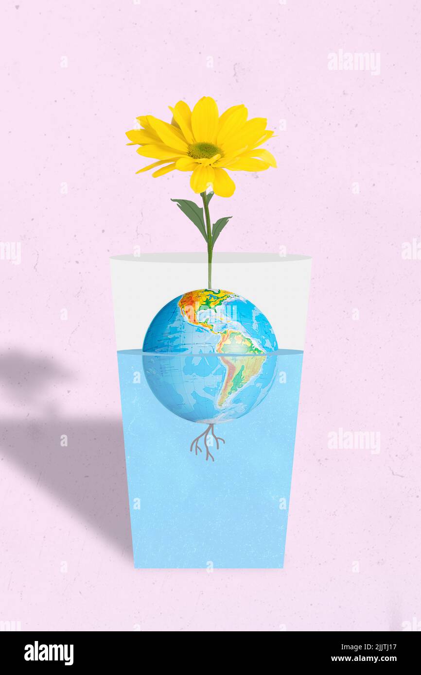 Banner collage of earth float water glass planting flower natural tree ...