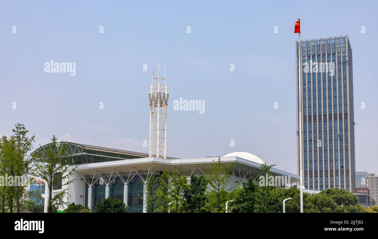 Wenzhou, China - July 24, 2022: Modern architecture of a skyscraper and ...