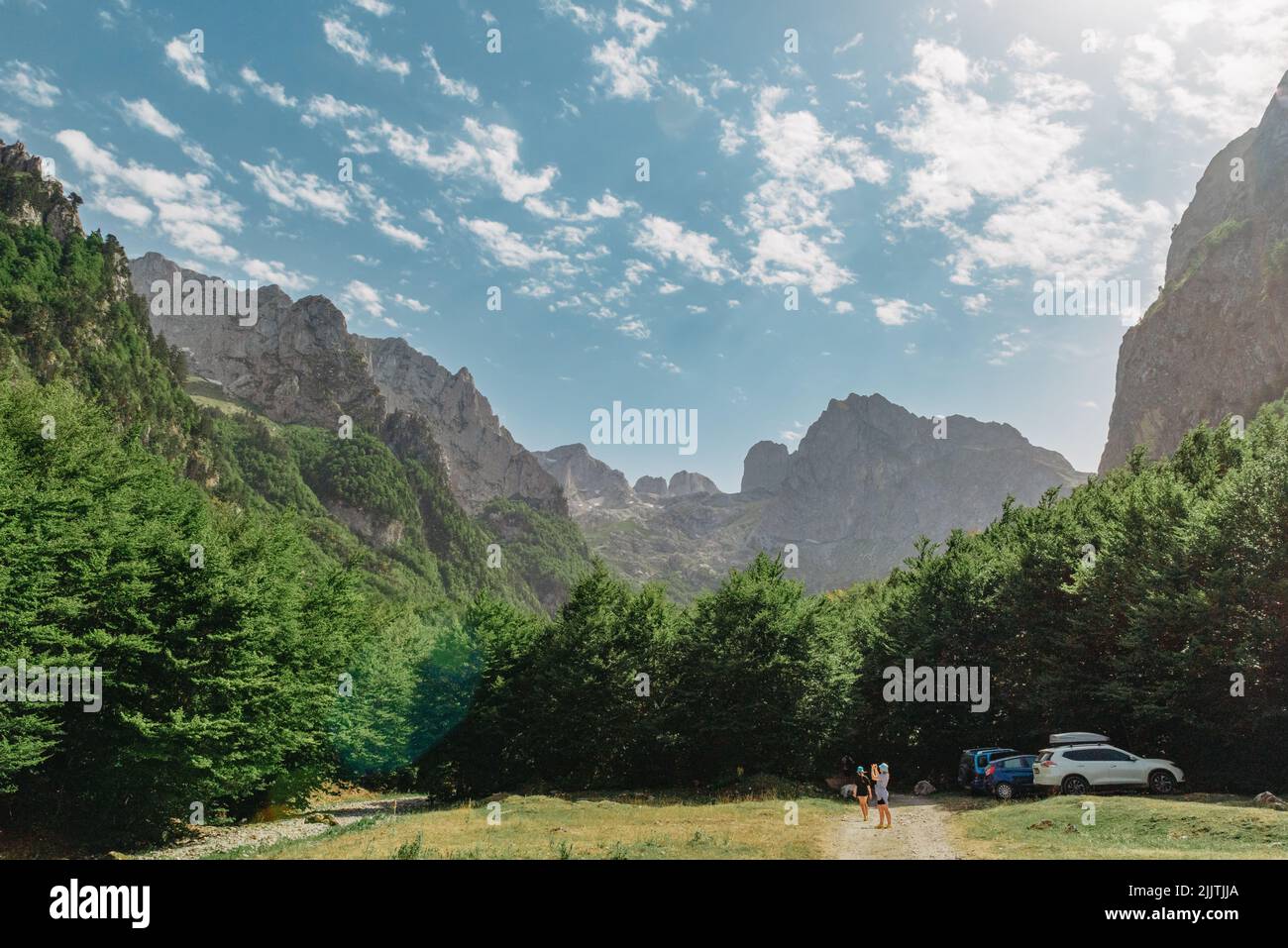 A view of the accursed mountains in the Grebaje Valley. Prokletije ...