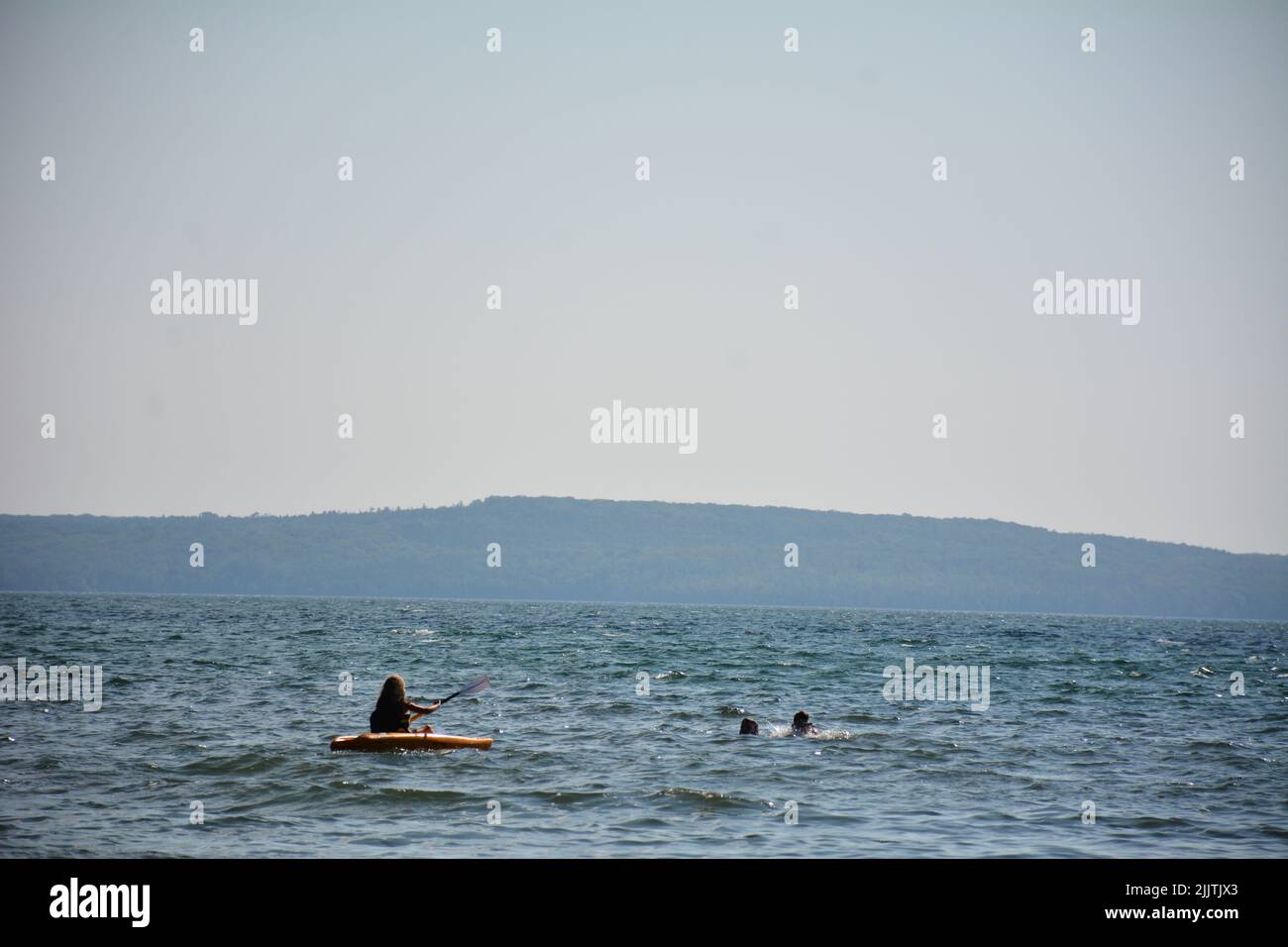 People in Kayaks in summer on Lake Manitou, Manitoulin Island Stock ...