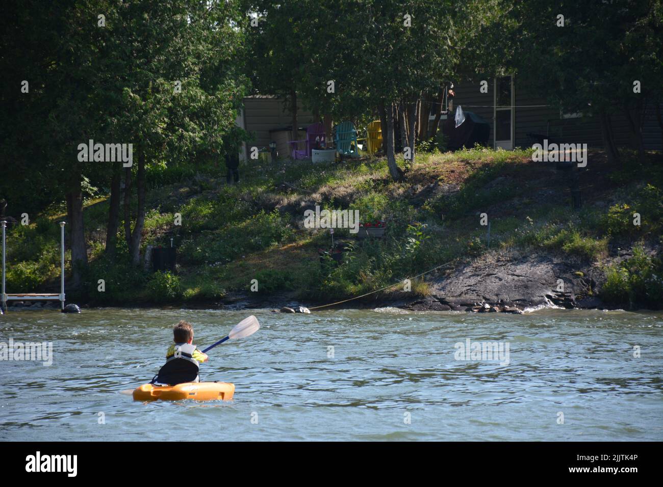 People in Kayaks in summer on Lake Manitou, Manitoulin Island Stock ...