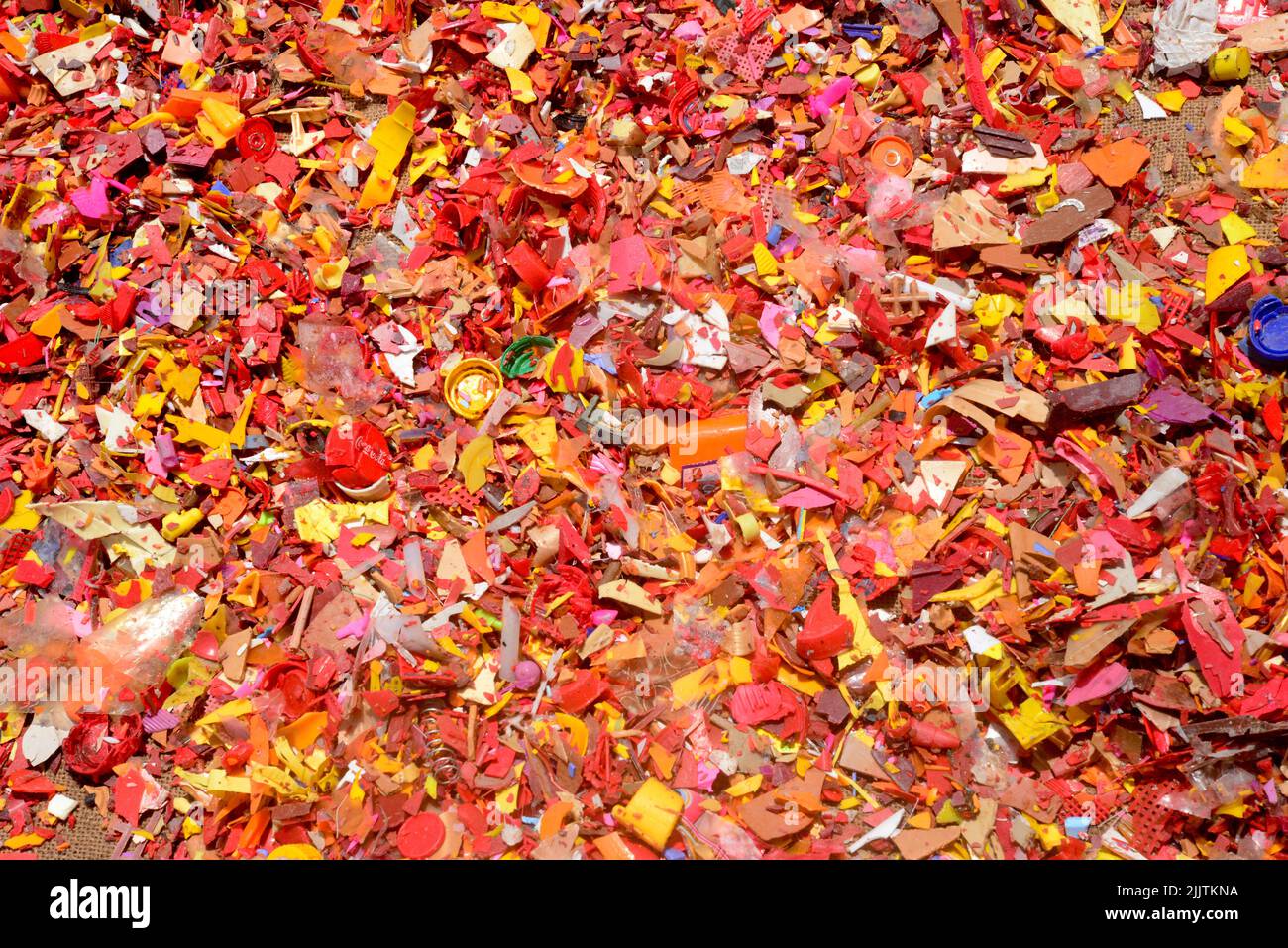 Recycled plastic chips dries in a recycling factory in Dhaka ...