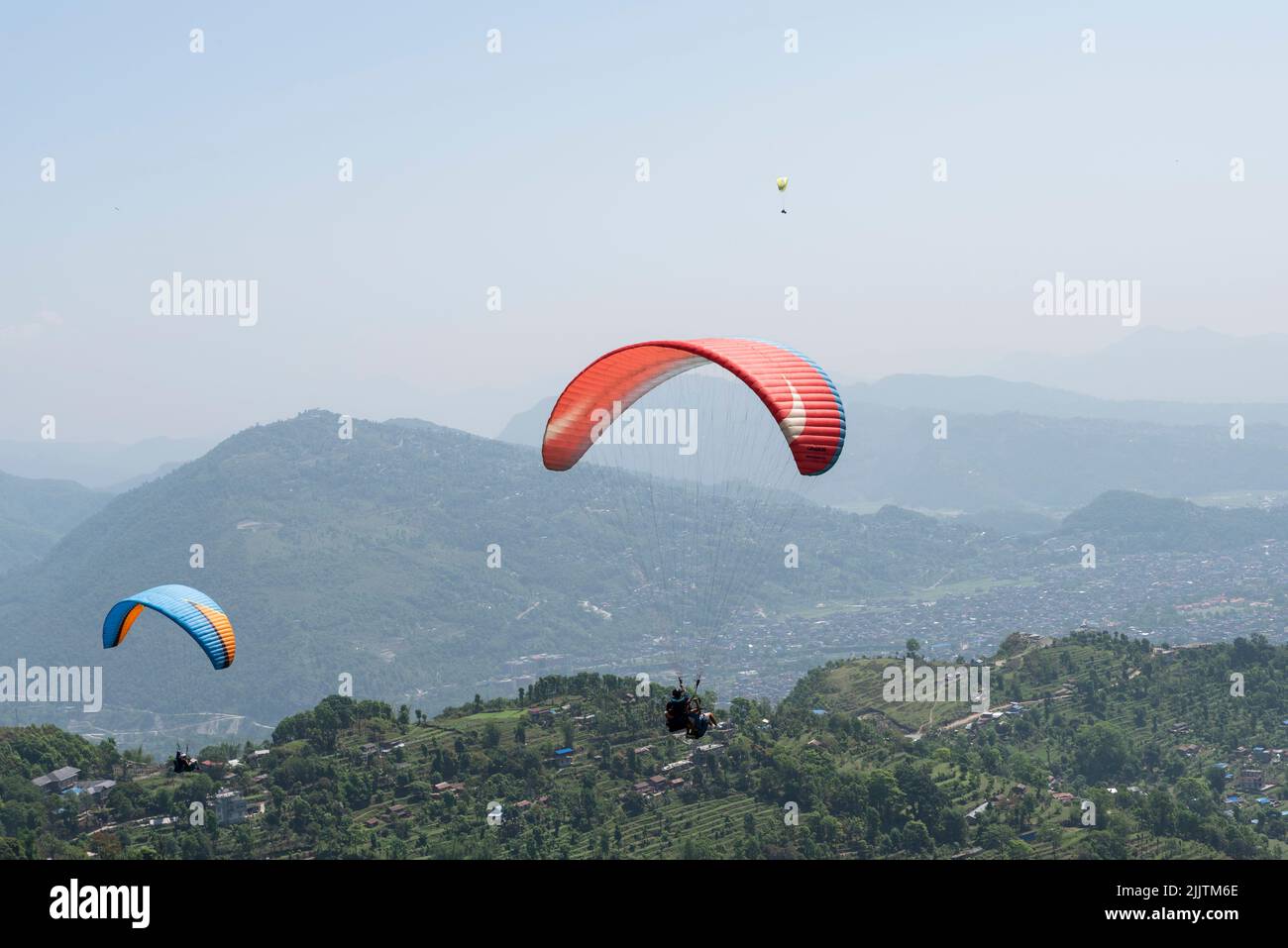 A beautiful spring day in the mountains of Pokhara, Nepal with ...