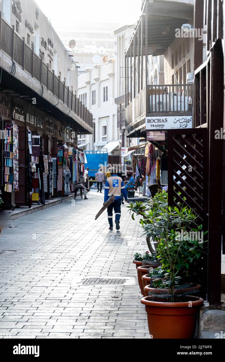 A vertical shot of the Al Seef street in Dubai, UAE Stock Photo - Alamy