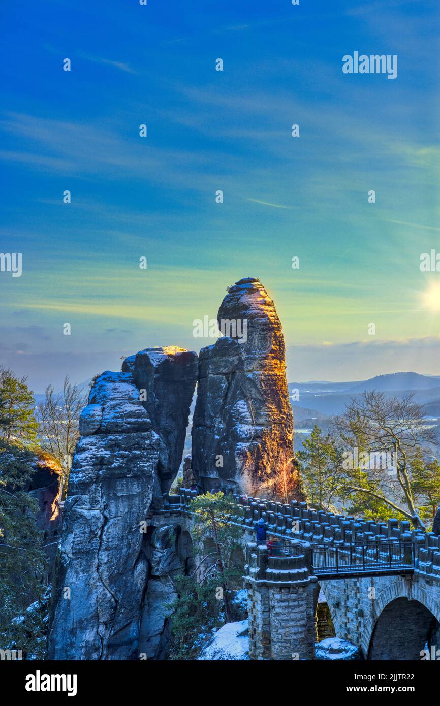 Vertical shot bastei bridge hi-res stock photography and images - Alamy