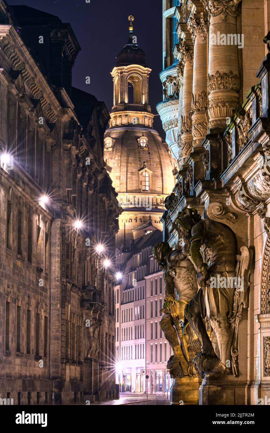 A mesmerizing view of the historic Old Town with illuminated and ...