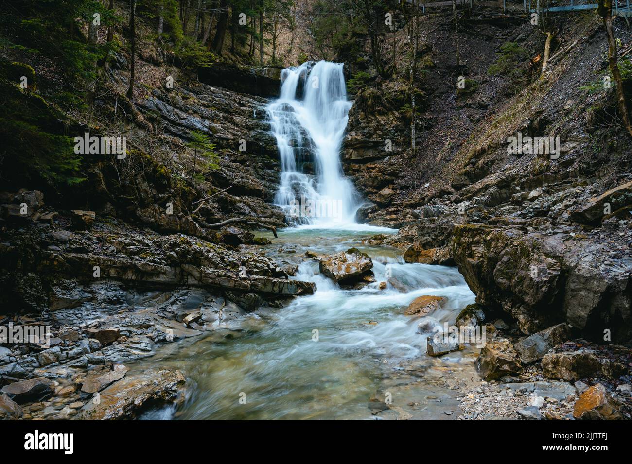 The Jenbach waterfall in Bad Feilnbach municipality, Bavaria, Germany ...