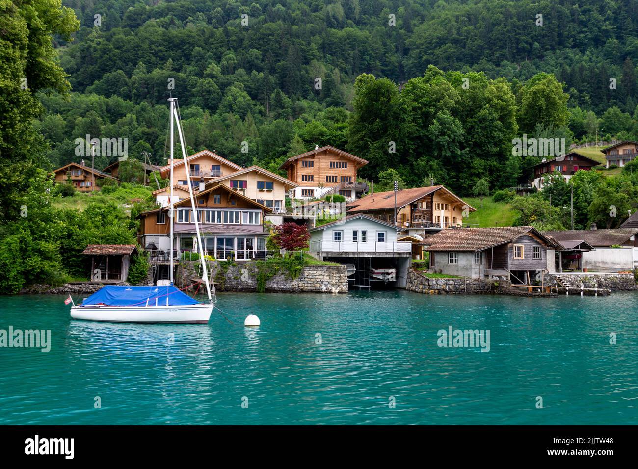 Switzerland lake brienz brienzersee interlaken boat hi-res stock ...
