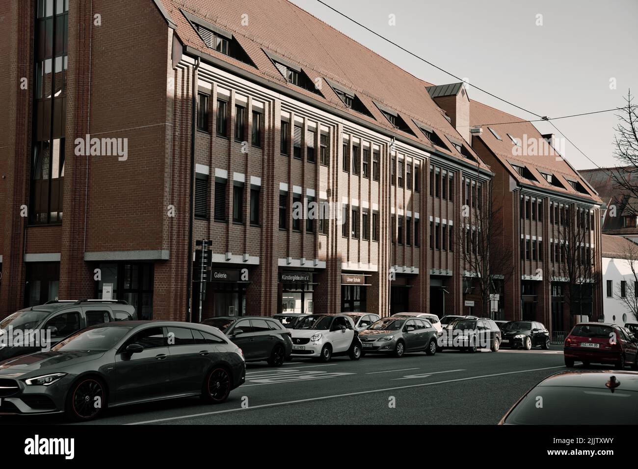 An urban area with historic buildings in Ulm City, Munster, Germany ...