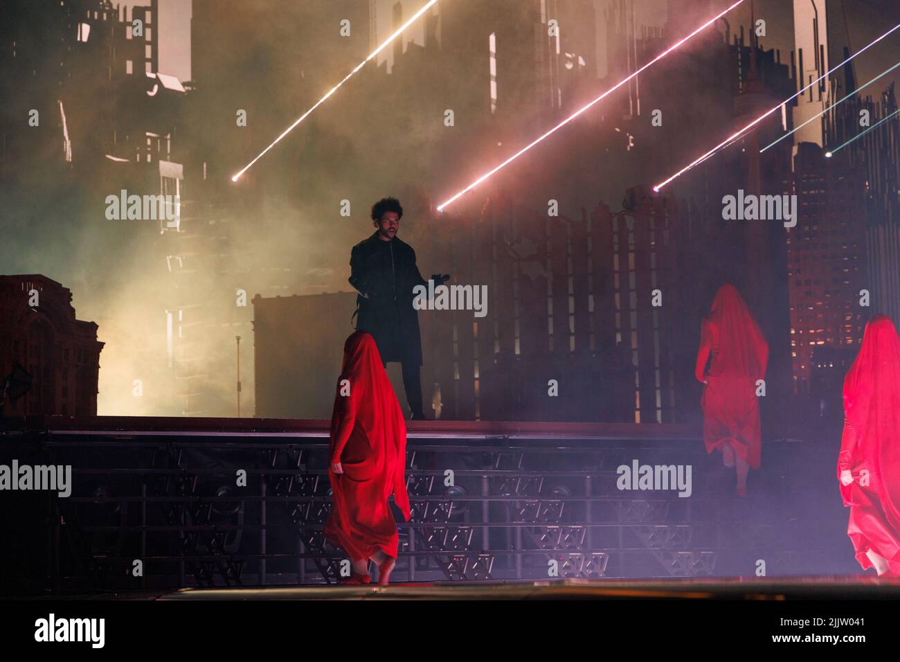 The Weeknd performs at Ford Field on July 27, 2022 as part of his After ...