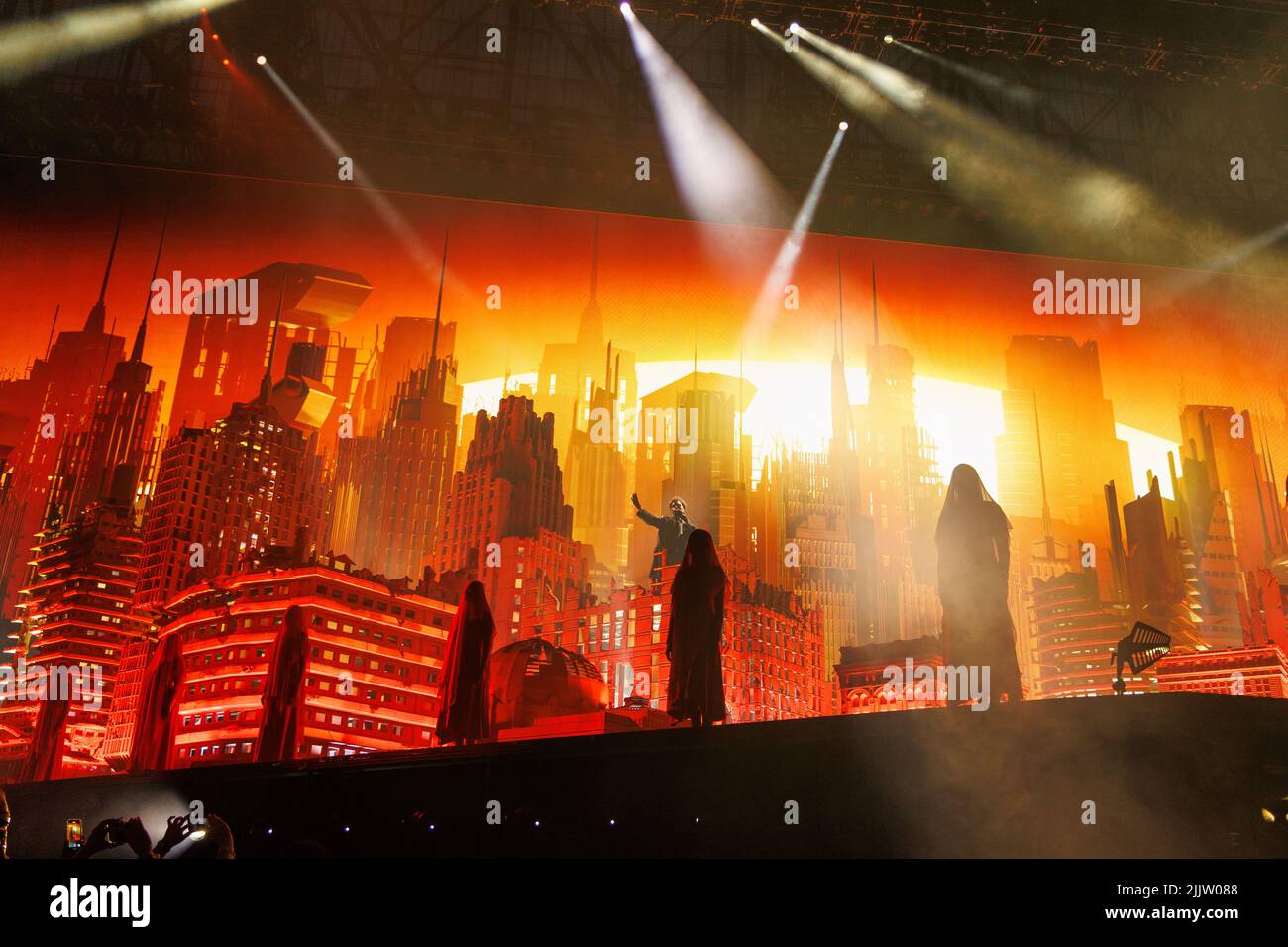 The Weeknd performs at Ford Field on July 27, 2022 as part of his After ...