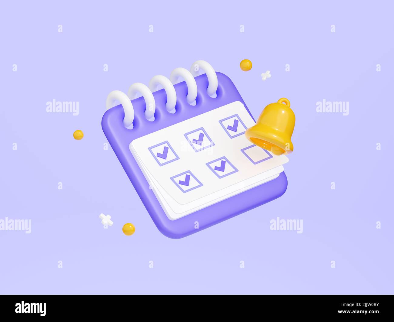 Reminder in calendar 3d render - cute purple calendar with check points ...