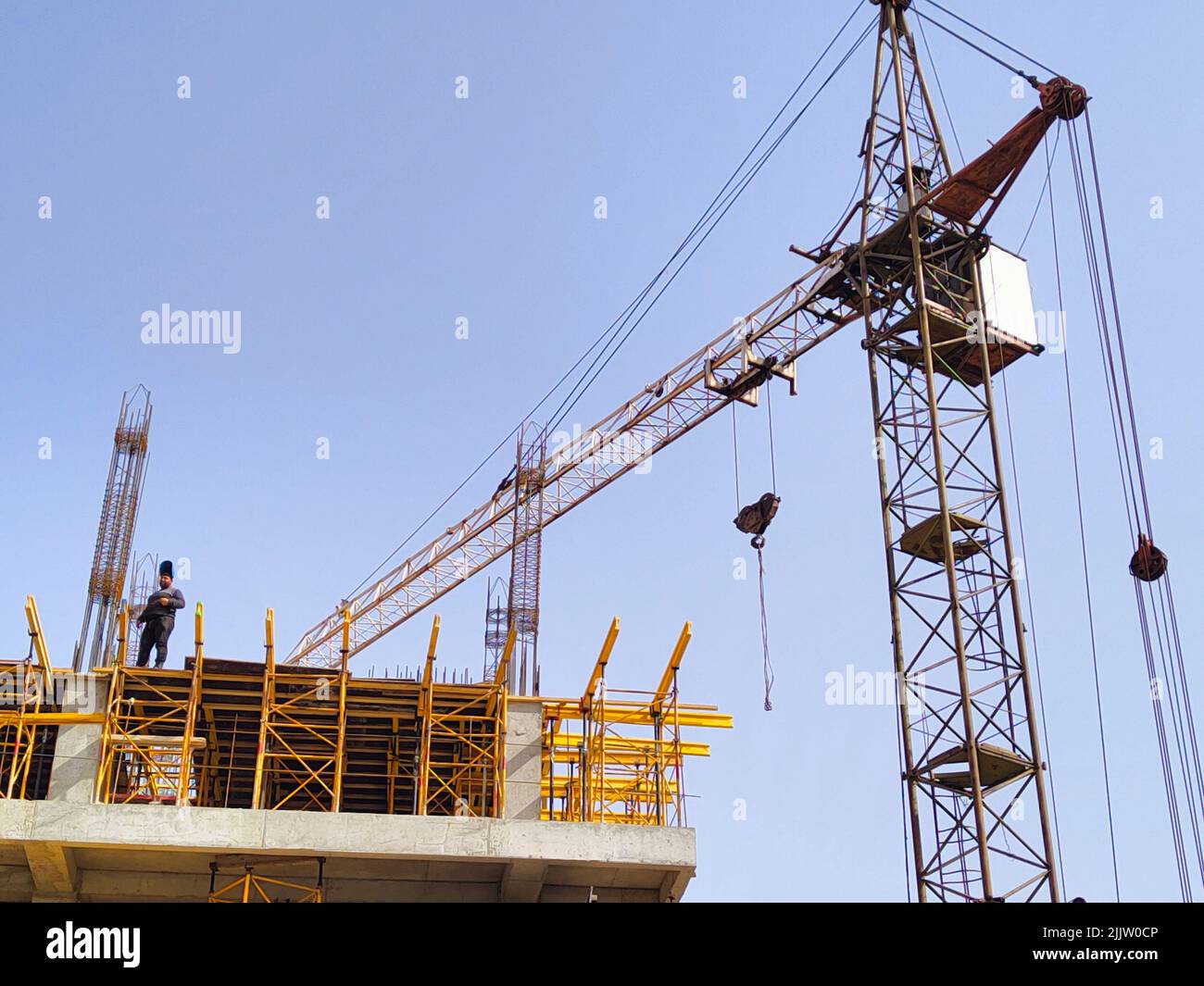A low angle of construction of the residential building in Yerevan ...