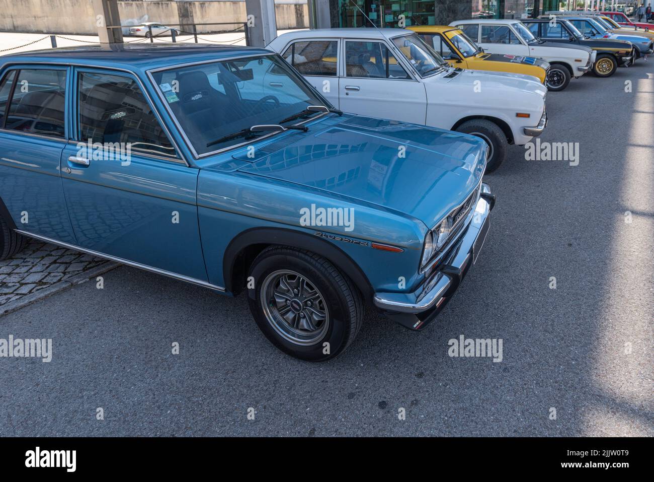 The various models of historic cars from the Nissan Datsun brand Stock ...
