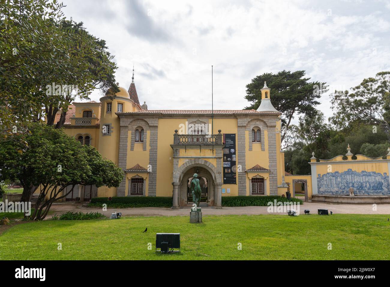 The front view with trees in garden of the Condes of Castro Guimaraes ...