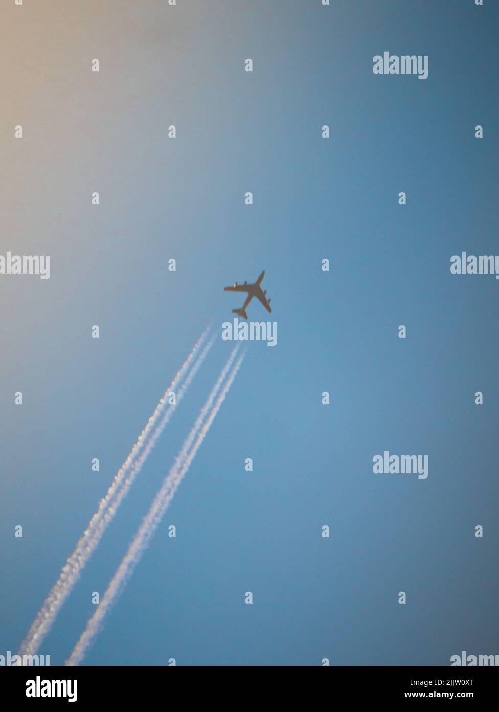 A Plane Photographed from the Ground showing the bottom of the aircraft ...