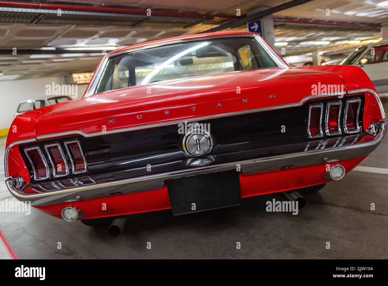 The Red car manufacturer Ford model Mustang presented (1964-1973 Stock ...