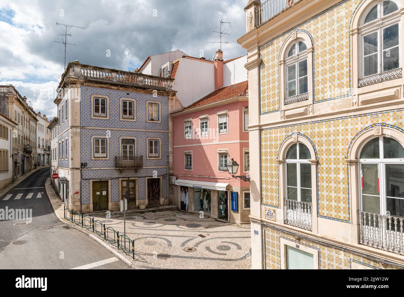 A view over historic buildings in the center of Torres Novas Stock ...