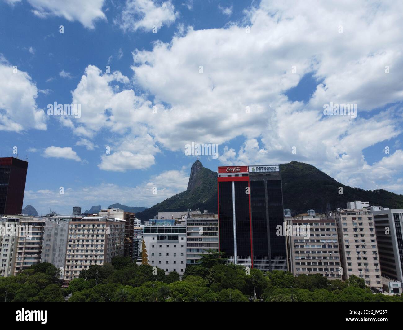 A beautiful view of Botafogo beach towards Christ the Redeemer with the ...
