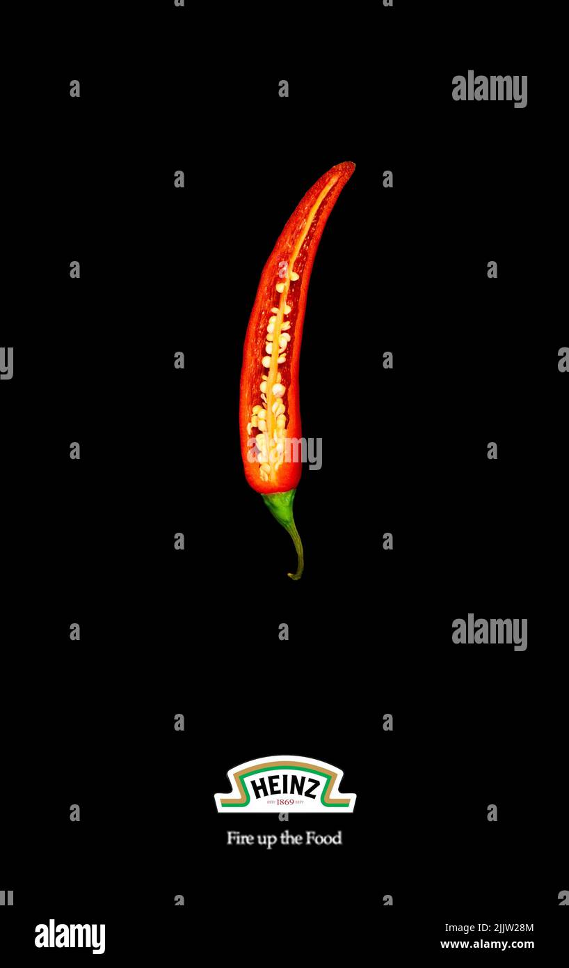 a vertical shot Heinz chilli peper red with seeds Stock Photo - Alamy