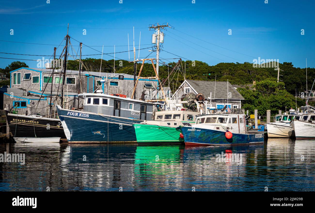 A closeup of fishing boats in a harbor on Marthas vineyard Stock Photo - Alamy
