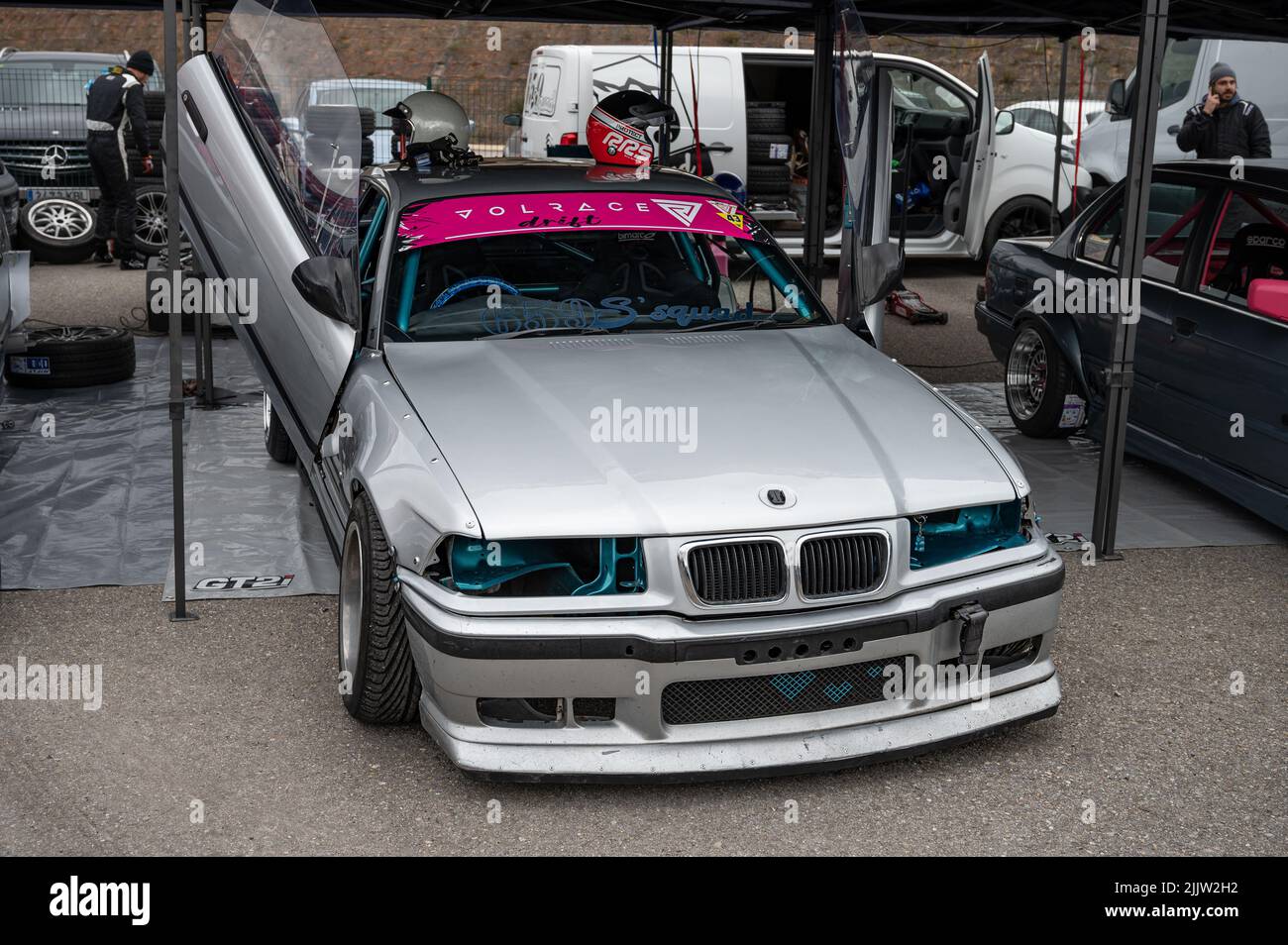 E36 drift at the Navarra circuit Stock Photo - Alamy