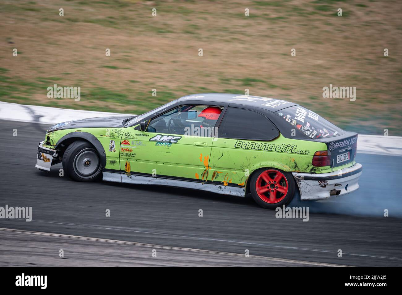 Fast Bmw E36 drift at the Navarra circuit Stock Photo - Alamy