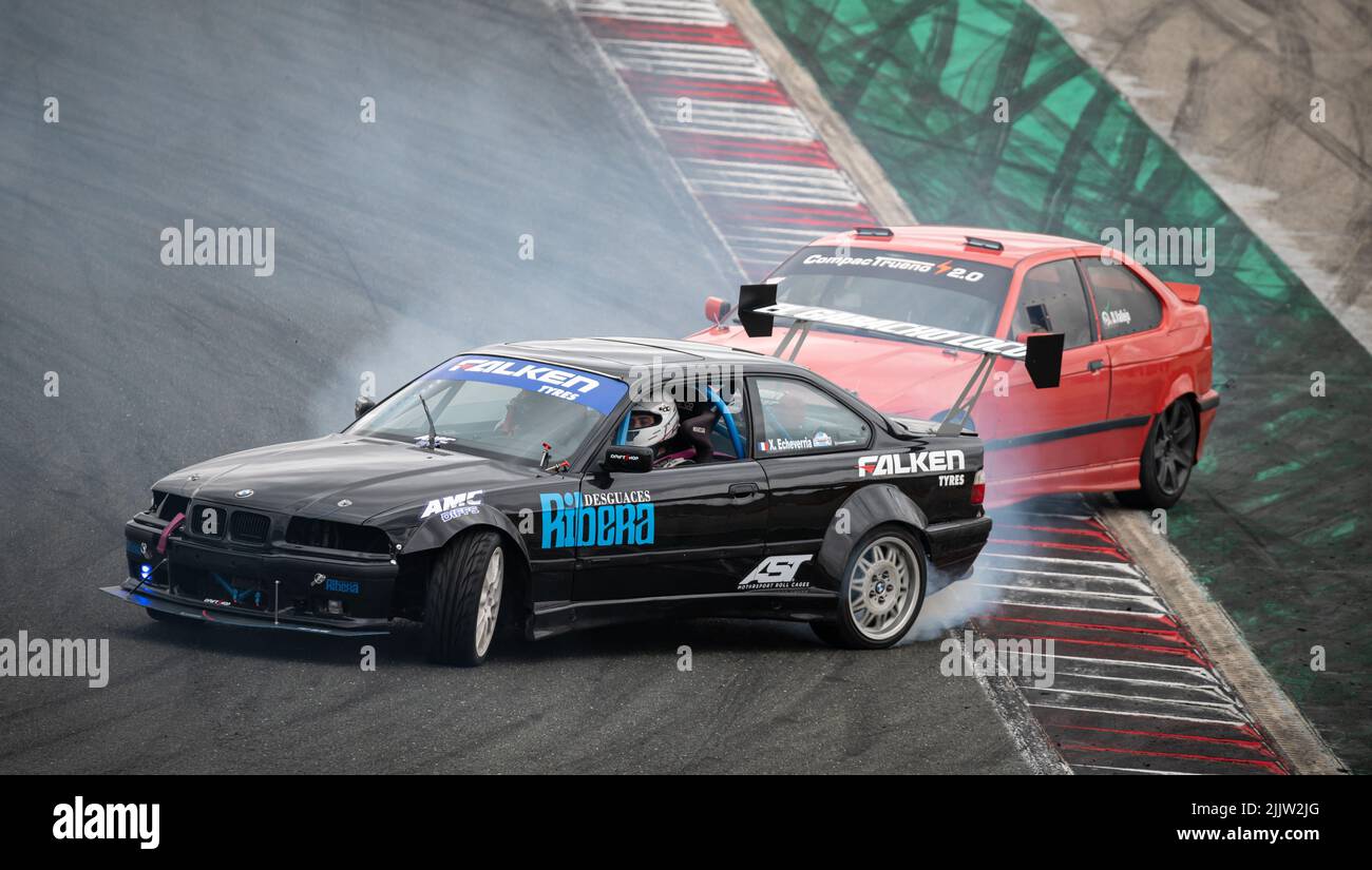 Black Bmw E36 drift at the Navarra circuit Stock Photo - Alamy