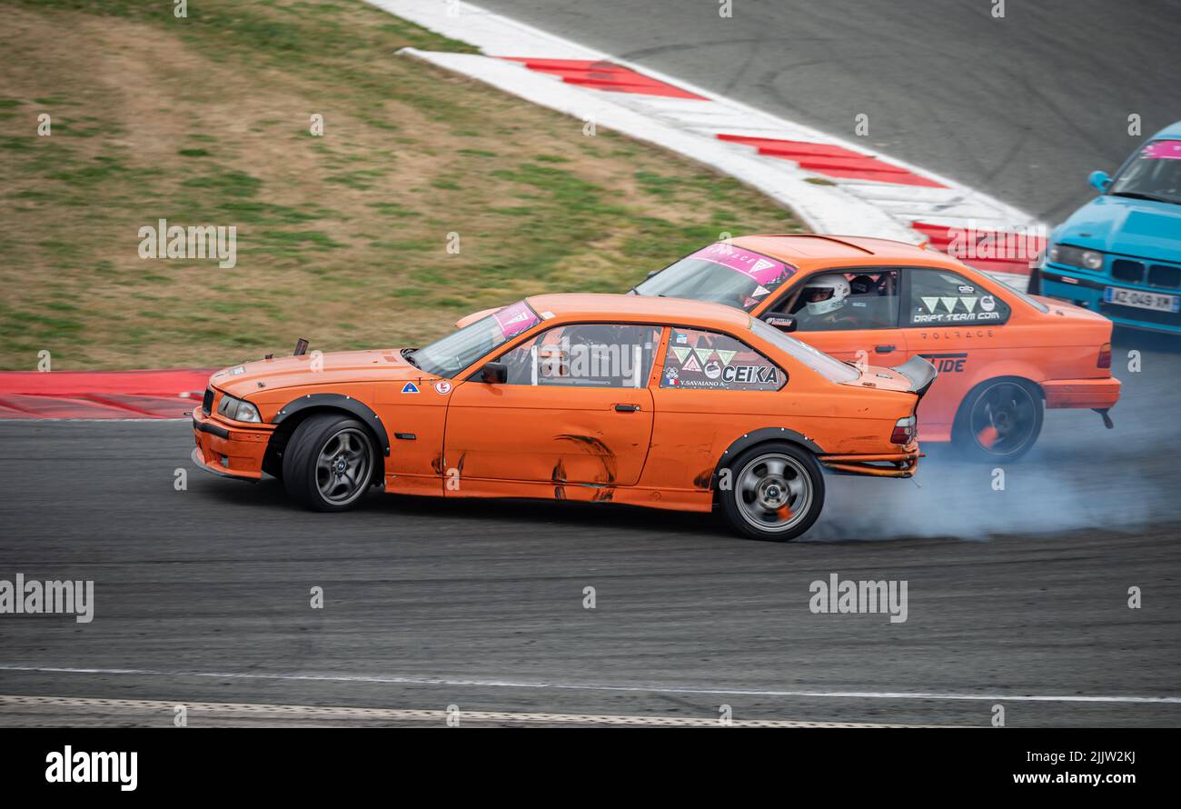 Battle Bmw E36 drift at the Navarra circuit Stock Photo - Alamy