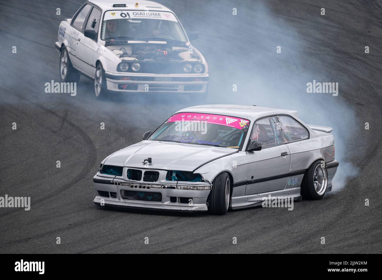 Battle Bmw E36 drift at the Navarra circuit Stock Photo - Alamy