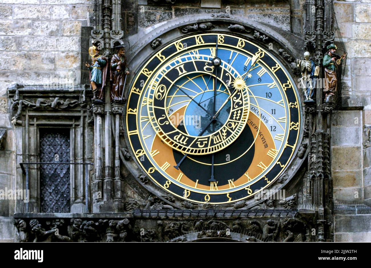 A closeup of the Prague Astronomical Clock in Prague, Czech Republic ...