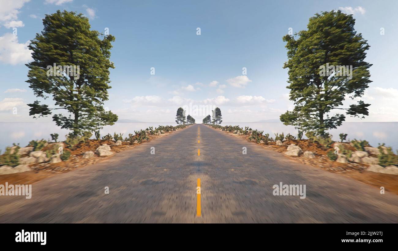 3d visualization road trees hi-res stock photography and images - Alamy