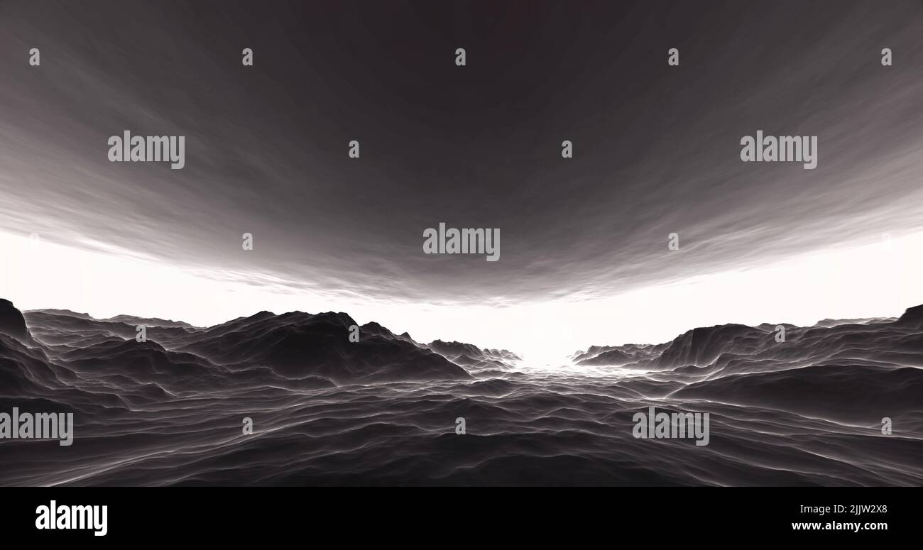 An illustration grayscale design of a dry rocky surface under a ...