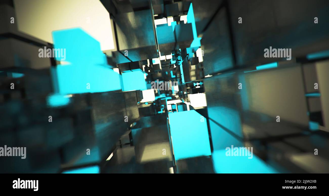 A 3d render design of falling down cubes from the top view Stock Photo ...