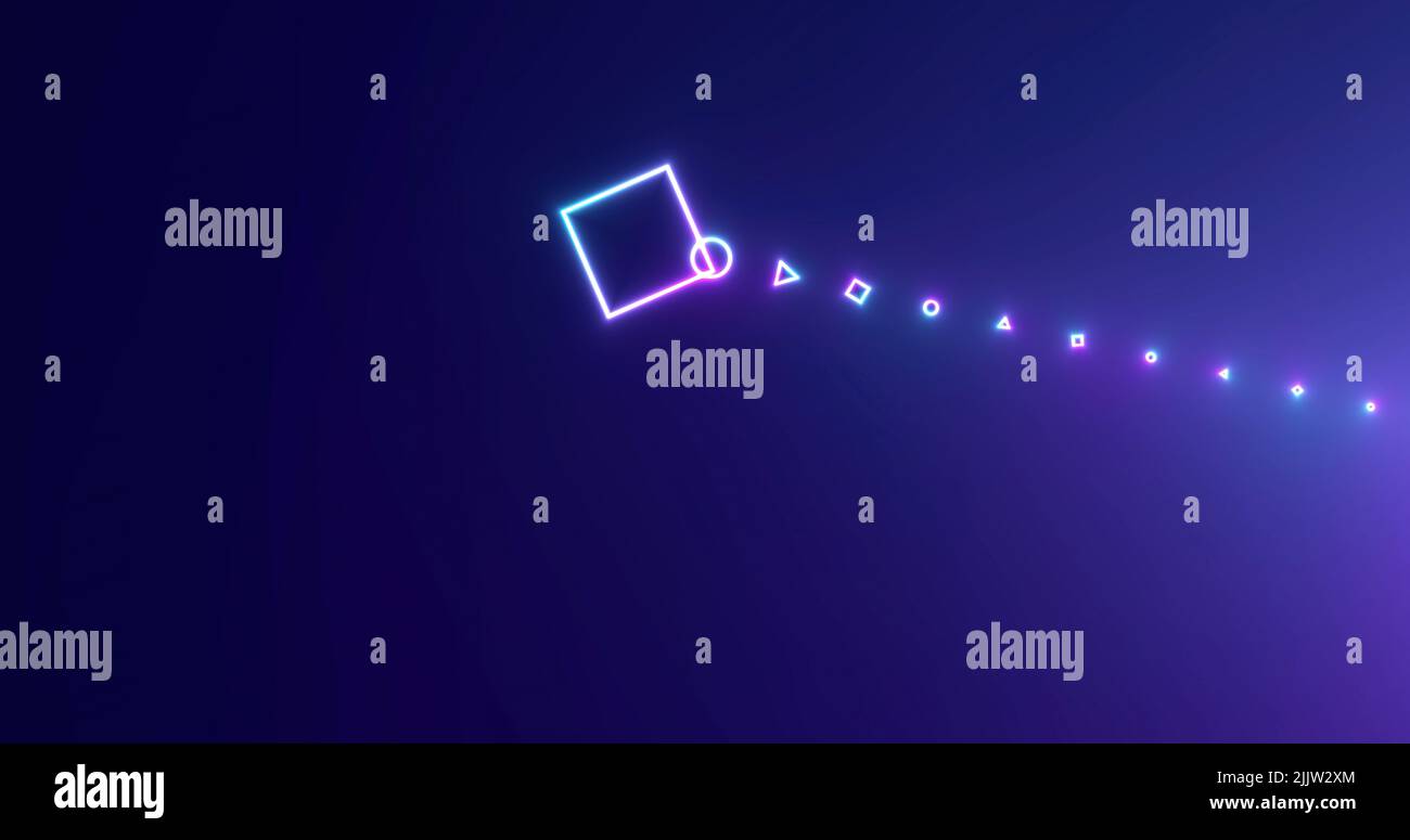 An abstract neon blue background of Geometric forms making the shape of ...