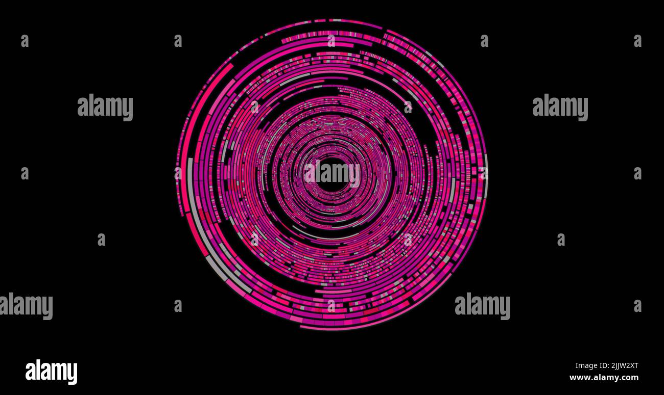 Abstract 3d rendering composition of pink colored circles on a black ...