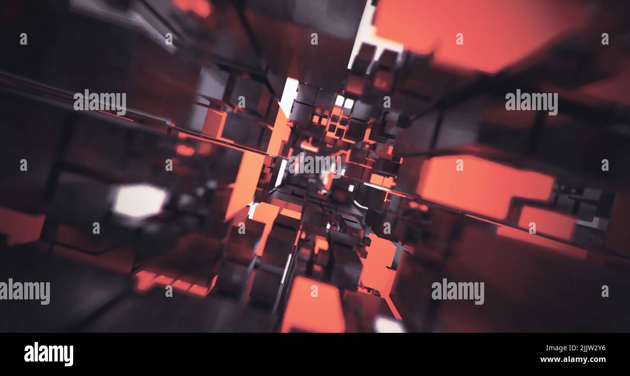 A 3d render design of falling down cubes from the top view Stock Photo ...