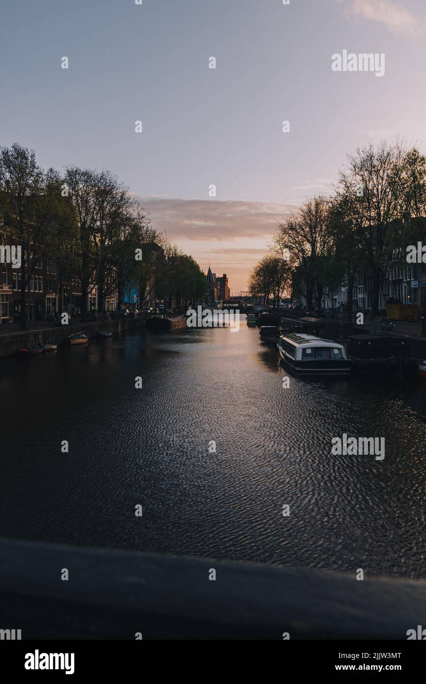 A vertical shot of the early morning sights around Amsterdam ...