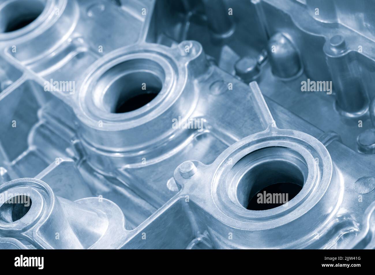 Open block cylinder petrol engine. Close-up, industrial metalworking ...