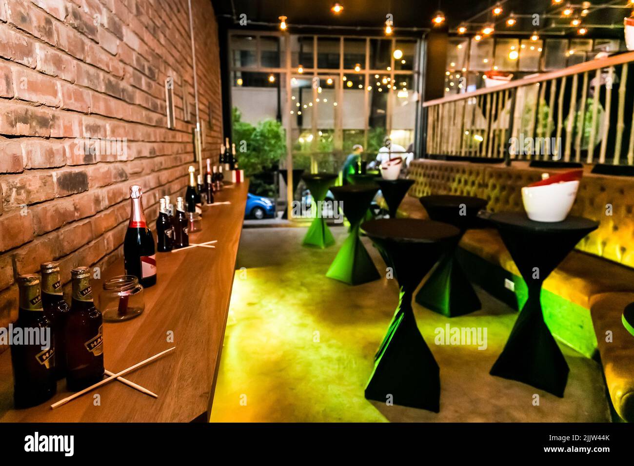 The interior decor of a small restaurant bar in Johannesburg, South ...