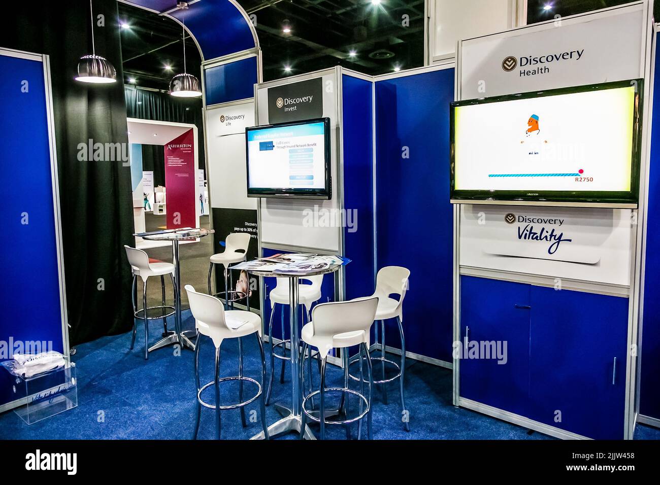 The empty stands at the corporate expo at the convention center in ...