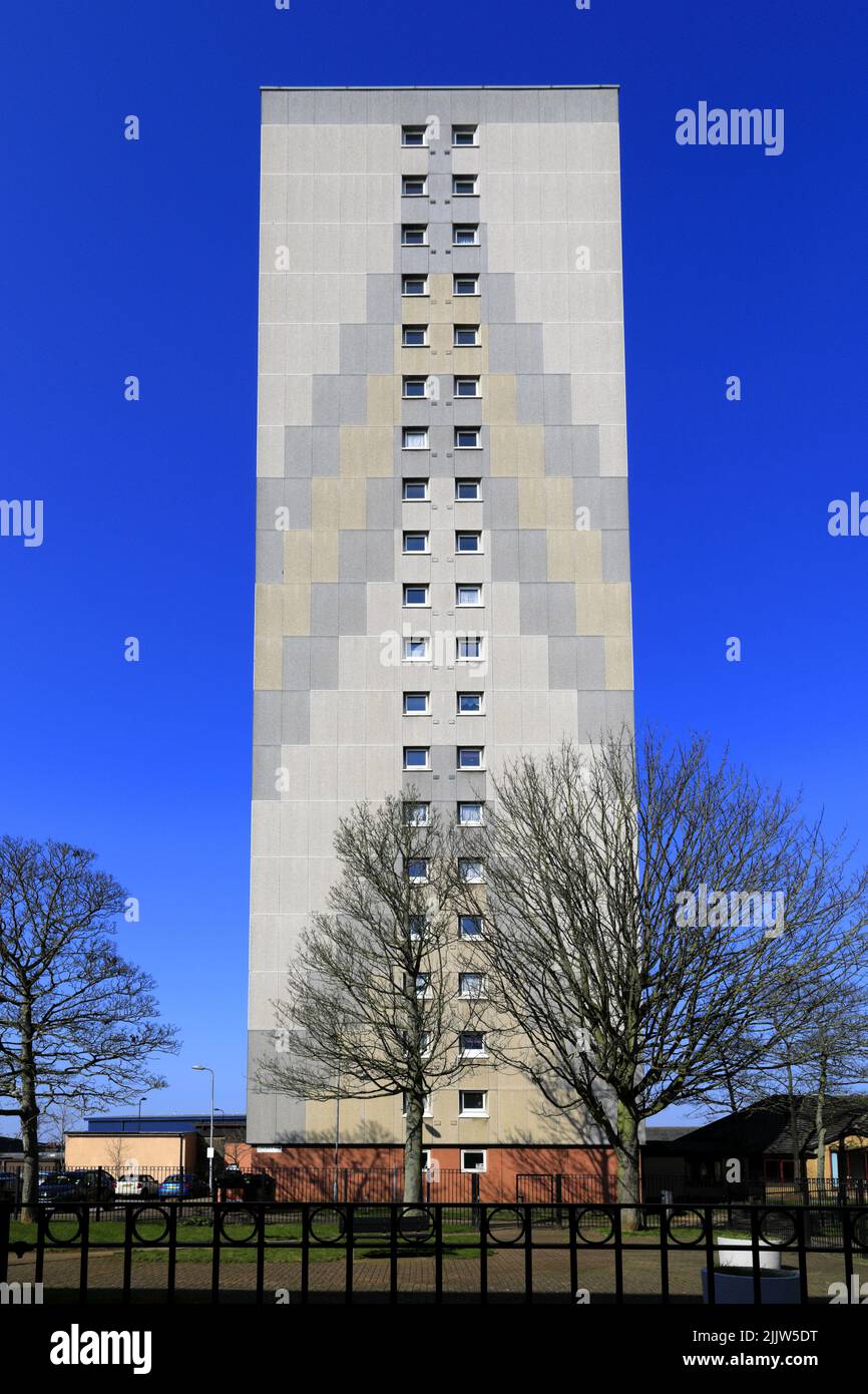High rise social Housing, Chapel Court, Scunthorpe town, Lincolnshire ...
