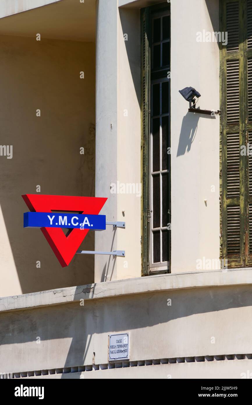 YMCA sign, Thessaloniki, Macedonia, Northern Greece Stock Photo - Alamy