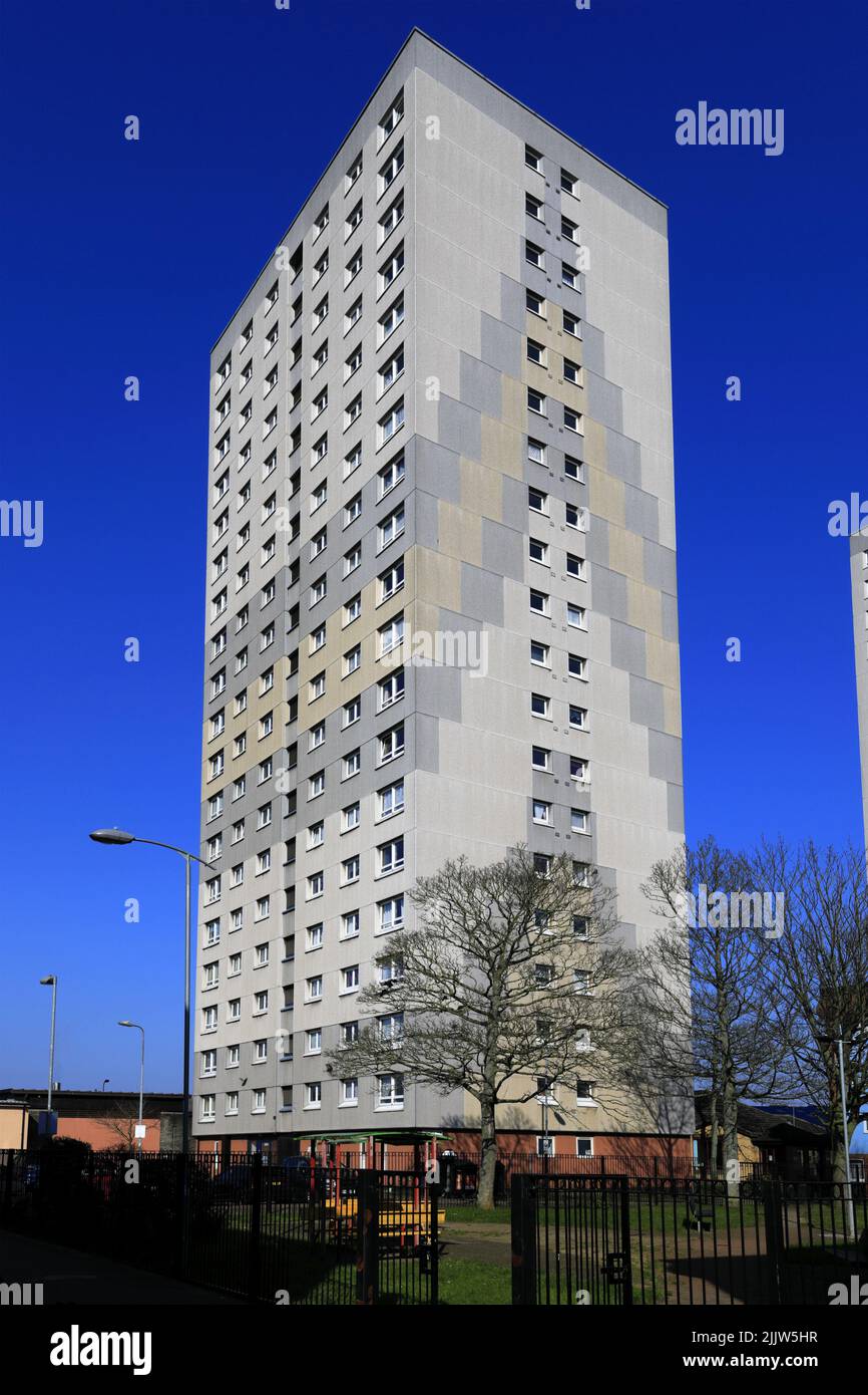 High rise social Housing, Chapel Court, Scunthorpe town, Lincolnshire ...