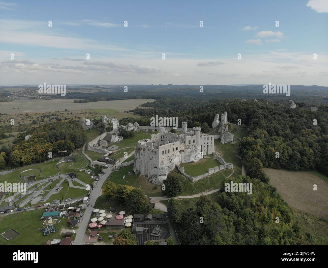 An aerial view of castle ruins at daytime Stock Photo - Alamy