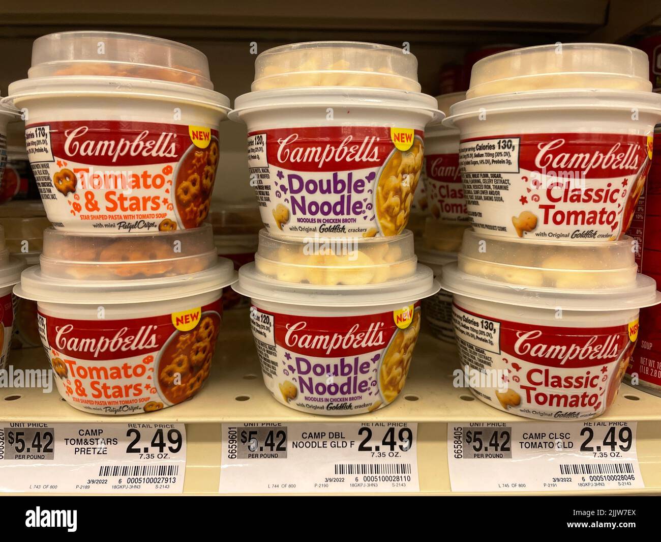 Grovetown, Ga USA - 03 20 22: Retail store Campbells soup bowl variety ...