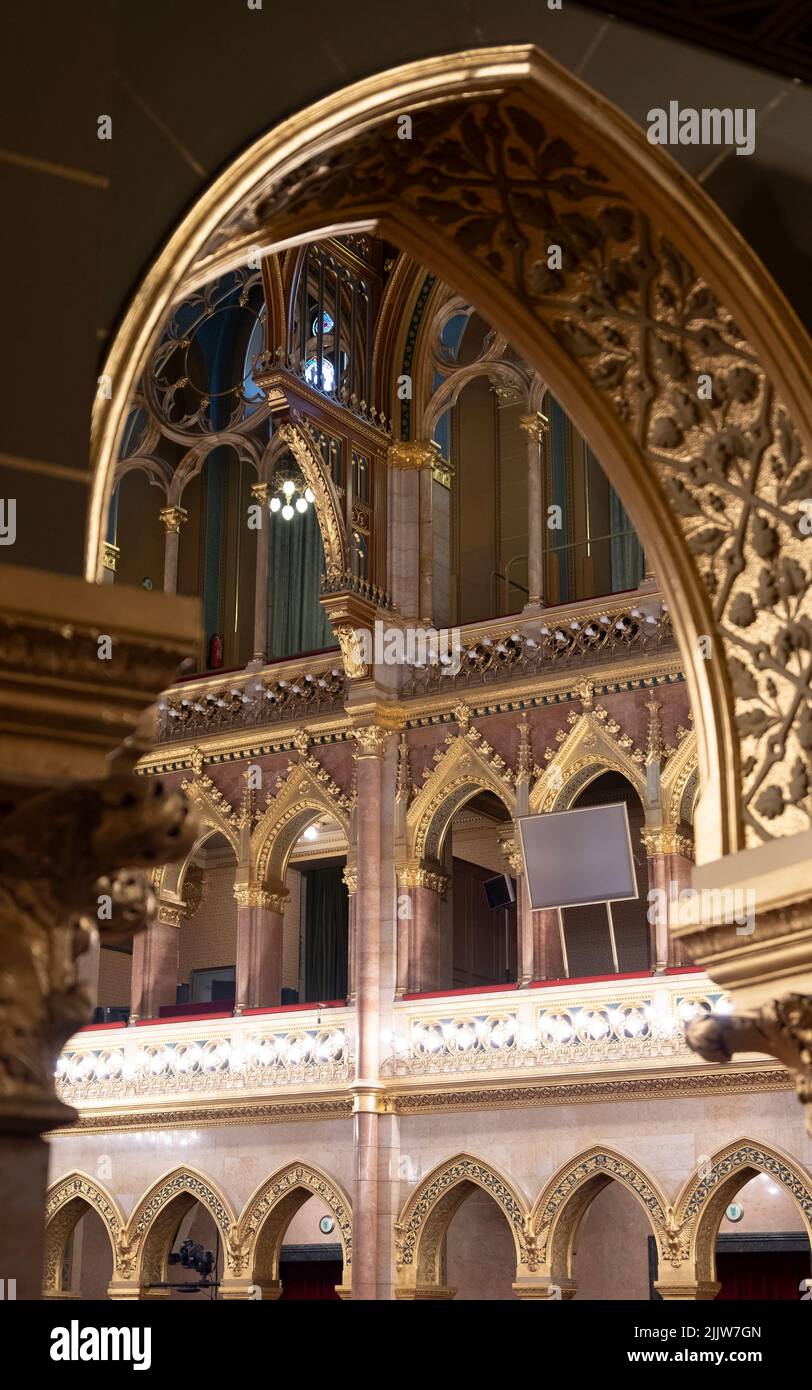 The beautiful interior of the parliament building in Budapest,Hunagry ...